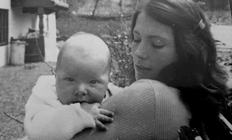 Poornima with her baby, Sy, in 1973 | Osho News